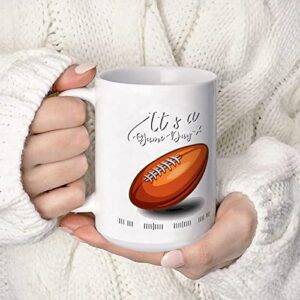 ball games coffee mug it’s a football game coffee cup 15oz football mug court white porcelain tea mug gift for women men mom dad teacher friends coworkers employee human resources