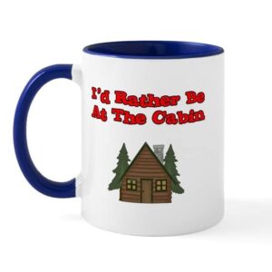 cafepress i’d rather be at the cabin mug ceramic coffee mug, tea cup 11 oz