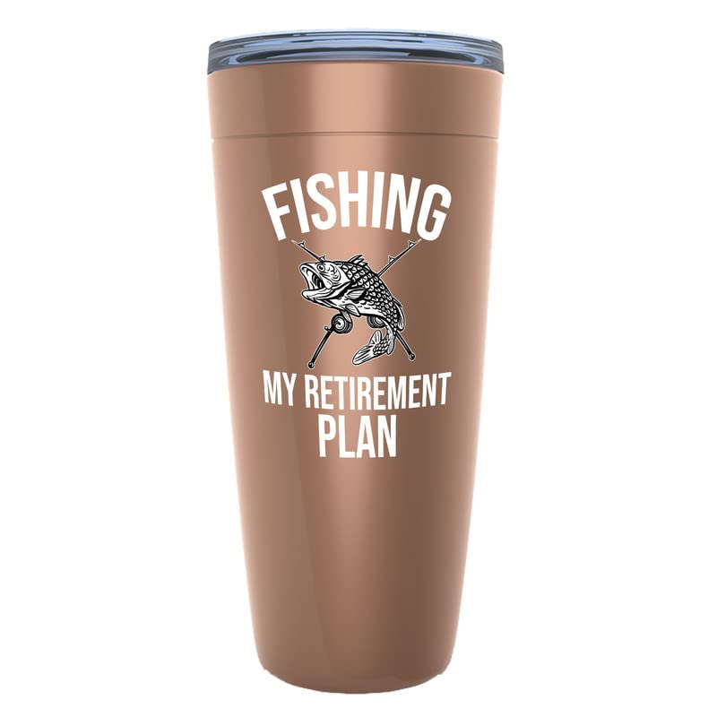 Fishing Lovers Copper Edition Viking Tumbler 20oz - Fishing My Retirement Plan - Fisherman Fisher Boyfriend Lure Outdoorsmen Bass Pro Boat Lake Lovers Rod