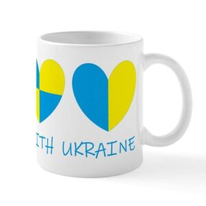 cafepress i stand with ukraine heart mugs ceramic coffee mug, tea cup 11 oz