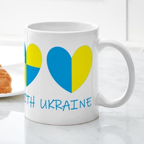 CafePress I Stand With Ukraine Heart Mugs Ceramic Coffee Mug, Tea Cup 11 oz