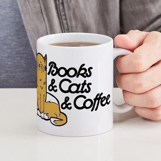 CafePress Books & Cats & Coffee Mug Ceramic Coffee Mug, Tea Cup 11 oz