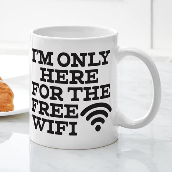 CafePress Here For The Free Wifi 15 Oz Ceramic Large Mug Ceramic Coffee Mug, Tea Cup 11 oz