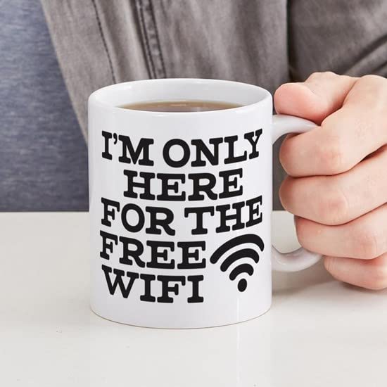 CafePress Here For The Free Wifi 15 Oz Ceramic Large Mug Ceramic Coffee Mug, Tea Cup 11 oz