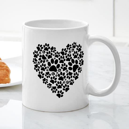 CafePress Paw Print Heart Ceramic Coffee Mug, Tea Cup 11 oz