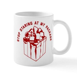 cafepress stop staring at my package ceramic coffee mug, tea cup 11 oz