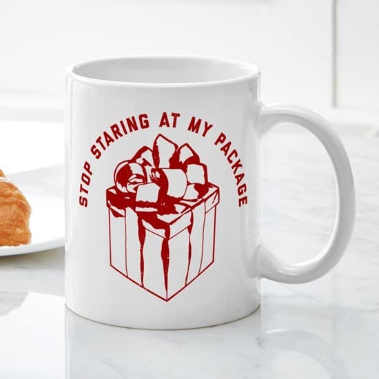 CafePress Stop Staring At My Package Ceramic Coffee Mug, Tea Cup 11 oz