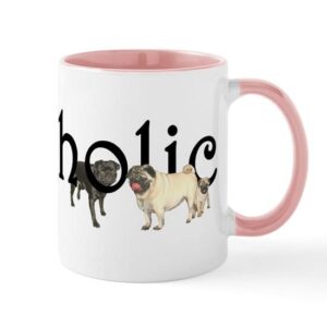 cafepress pugaholic ceramic pug mugs ceramic coffee mug, tea cup 11 oz