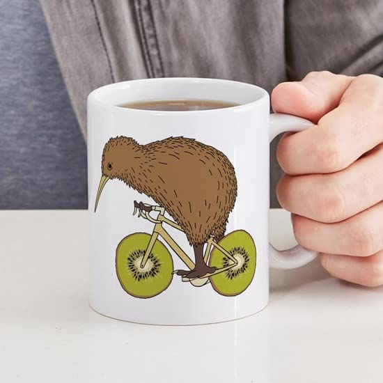 CafePress Kiwi Riding Bike With Kiwi Wheels 11 Oz Ceramic M Ceramic Coffee Mug, Tea Cup 11 oz