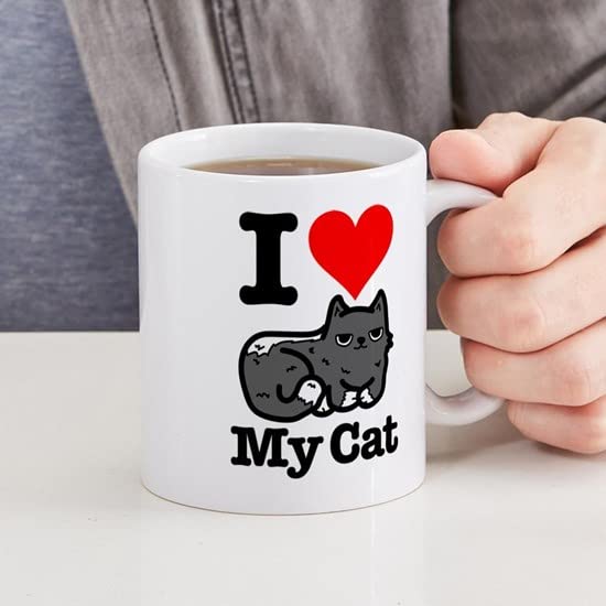 CafePress I Heart My Cat Mug Ceramic Coffee Mug, Tea Cup 11 oz