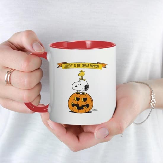 CafePress Peanuts Believe Great Pumpkin Mugs Ceramic Coffee Mug, Tea Cup 11 oz