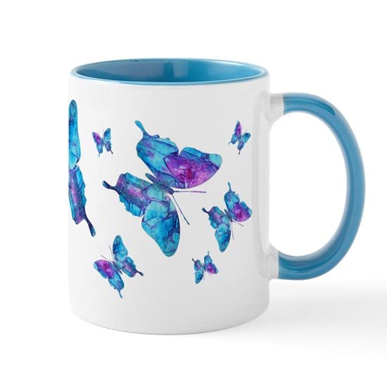 CafePress Electric Blue Butterfly Dance Mug Ceramic Coffee Mug, Tea Cup 11 oz