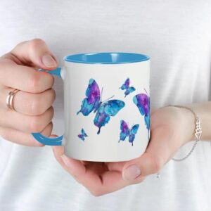 CafePress Electric Blue Butterfly Dance Mug Ceramic Coffee Mug, Tea Cup 11 oz