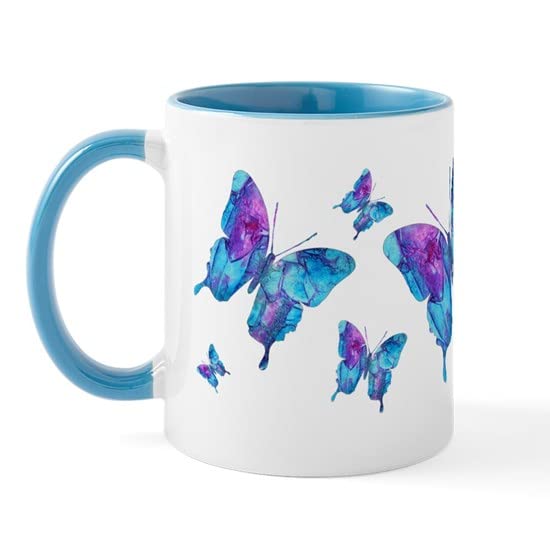 CafePress Electric Blue Butterfly Dance Mug Ceramic Coffee Mug, Tea Cup 11 oz