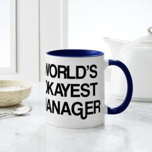 CafePress World's Okayest Manager Mug Ceramic Coffee Mug, Tea Cup 11 oz