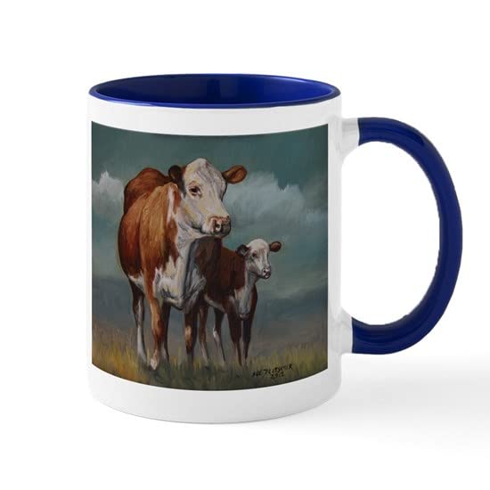 CafePress Hereford Cow And Calf In Pasture Mug Ceramic Coffee Mug, Tea Cup 11 oz