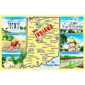 CafePress Indiana Map Greetings Mug Ceramic Coffee Mug, Tea Cup 11 oz