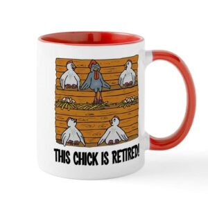 cafepress this chick is retired mug mugs ceramic coffee mug, tea cup 11 oz