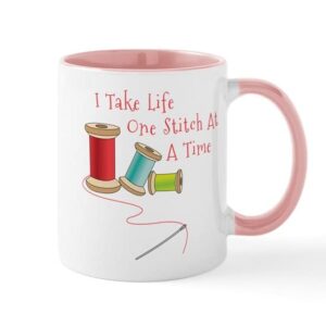 cafepress one stitch at a time mugs ceramic coffee mug, tea cup 11 oz