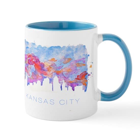 CafePress Kansas City Skyline Watercolor Mugs Ceramic Coffee Mug, Tea Cup 11 oz