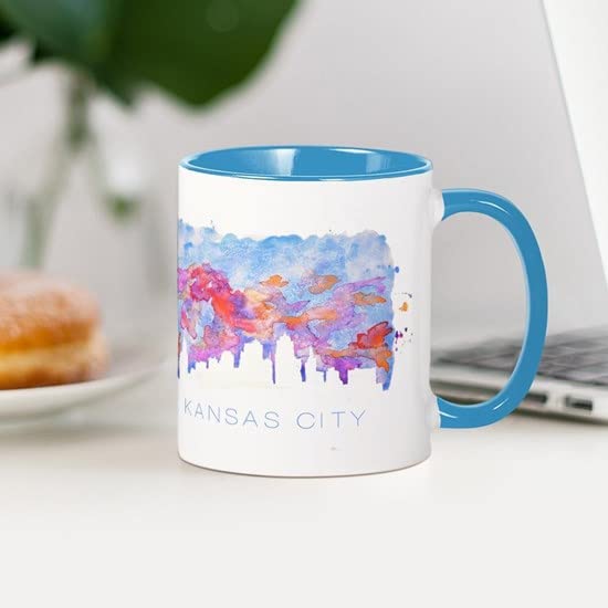 CafePress Kansas City Skyline Watercolor Mugs Ceramic Coffee Mug, Tea Cup 11 oz