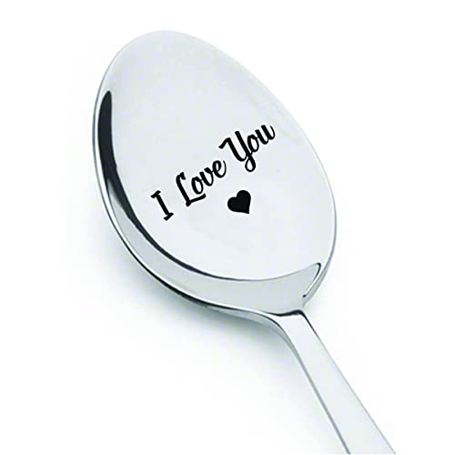 I Love You - Proposal Gift Valentines Day Long Distance Relationship Gift | Engraved Spoon Gift for Couples | Christmas Birthday Gift For Girlfriend Boyfriend | Gift for Husband Wife - 7 Inch