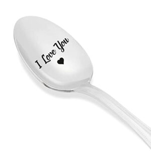 I Love You - Proposal Gift Valentines Day Long Distance Relationship Gift | Engraved Spoon Gift for Couples | Christmas Birthday Gift For Girlfriend Boyfriend | Gift for Husband Wife - 7 Inch