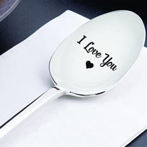 I Love You - Proposal Gift Valentines Day Long Distance Relationship Gift | Engraved Spoon Gift for Couples | Christmas Birthday Gift For Girlfriend Boyfriend | Gift for Husband Wife - 7 Inch