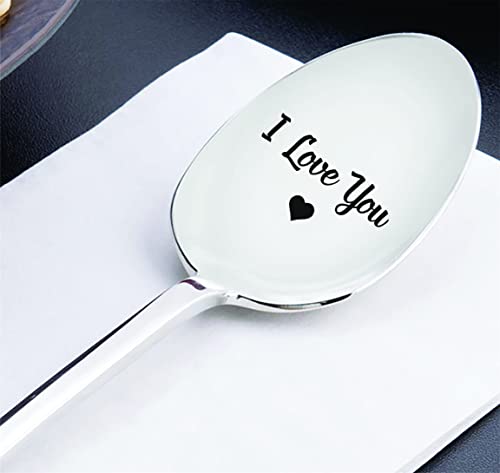 I Love You - Proposal Gift Valentines Day Long Distance Relationship Gift | Engraved Spoon Gift for Couples | Christmas Birthday Gift For Girlfriend Boyfriend | Gift for Husband Wife - 7 Inch