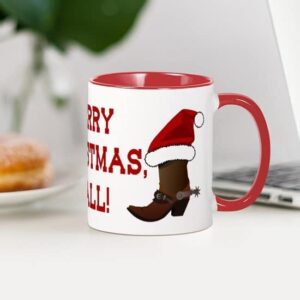 CafePress Santa Boot: Merry Christmas, Y'all! Mug Ceramic Coffee Mug, Tea Cup 11 oz