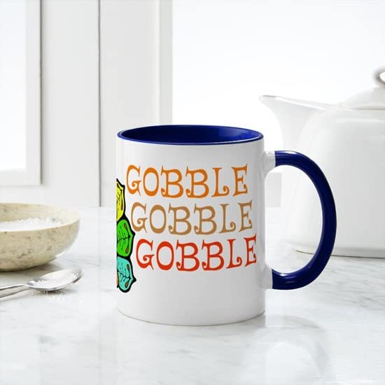 CafePress Gobble Gobble Gobble Colorful Turkey Mugs Ceramic Coffee Mug, Tea Cup 11 oz