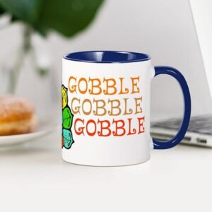 CafePress Gobble Gobble Gobble Colorful Turkey Mugs Ceramic Coffee Mug, Tea Cup 11 oz