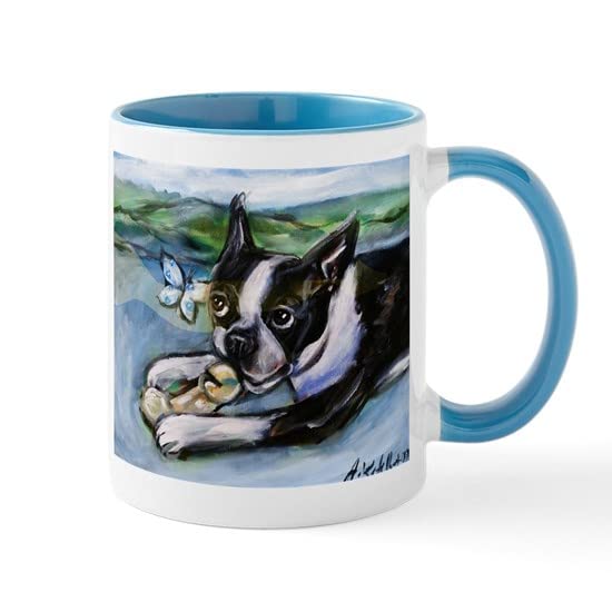 CafePress Boston Terrier Butterfly Mugs Ceramic Coffee Mug, Tea Cup 11 oz