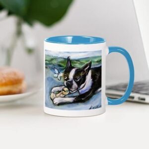 CafePress Boston Terrier Butterfly Mugs Ceramic Coffee Mug, Tea Cup 11 oz