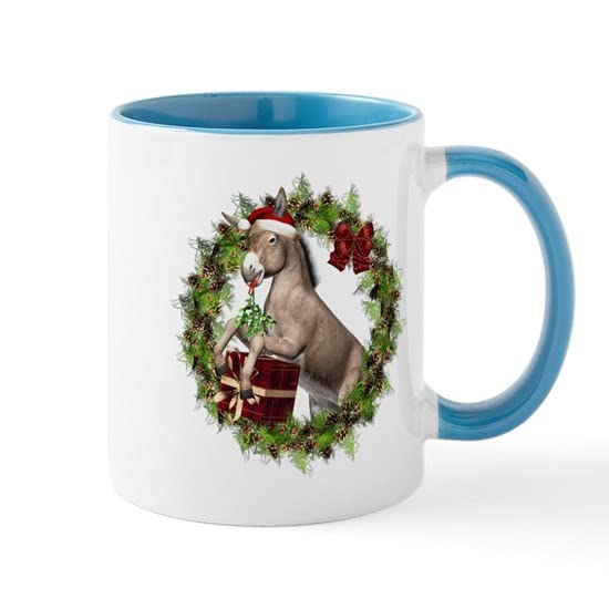 CafePress Donkey Santa Hat Inside Wreath Mugs Ceramic Coffee Mug, Tea Cup 11 oz