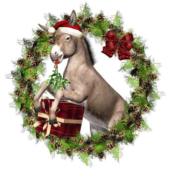 CafePress Donkey Santa Hat Inside Wreath Mugs Ceramic Coffee Mug, Tea Cup 11 oz