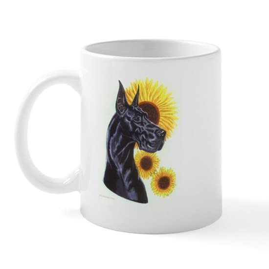 CafePress Black Gt Dane W/Sunflowers Mug Ceramic Coffee Mug, Tea Cup 11 oz