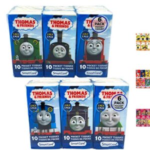 smartcare thomas & friends facial pocket tissue in portable travel pocket bag value set, pack of 12 – for kids girls boys teens women mens