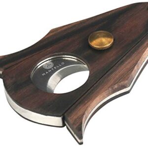 Mantello Cigars Cigar Cutter Guillotine - Gift for Men, Wood, Double Blade Cigar Cutter with Lock System - Stainless Steel in Gift Box