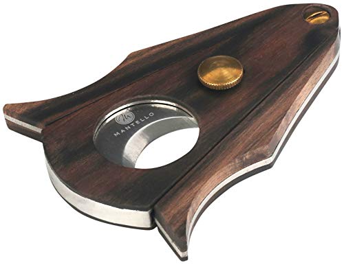 Mantello Cigars Cigar Cutter Guillotine - Gift for Men, Wood, Double Blade Cigar Cutter with Lock System - Stainless Steel in Gift Box