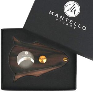 Mantello Cigars Cigar Cutter Guillotine - Gift for Men, Wood, Double Blade Cigar Cutter with Lock System - Stainless Steel in Gift Box