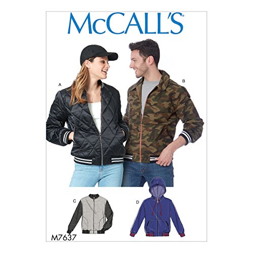 McCall Patterns M7637 XM Misses' and Men's Bomber Jackets Sewing Pattern, Size SML-MED-LRG (7637)