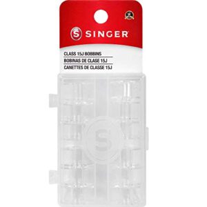 singer 06543 class 15j bobbins, transparent, 12-count