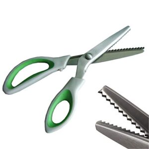 jistl green pinking shears comfort grips professional dressmaking pinking shears crafts zig zag cut scissors sewing scissors,professional handheld dressmaking