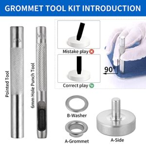 1/4 Inch Grommet Kit 200 Sets Metal Grommets Eyelets with 3 Pieces Install Setting Tool and Storage Box Kit for Fabric Leather Tarps Curtains (4 Colors)