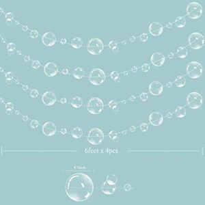 4 String Under the Sea White Bubble Garlands for Little Mermaid Party Decorations 2D Bubble Coutout Garland Hanging Bubbles Streamer Pool Ocean Underwater Kids Birthday Baby Shower Bday Party Supplies