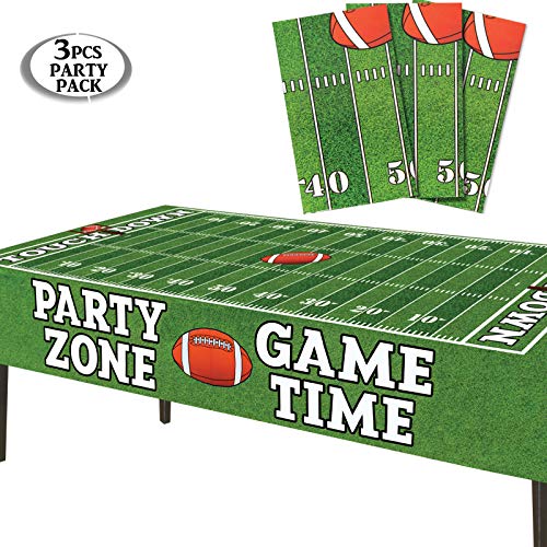 AnapoliZ Football Tablecloth Plastic | 3 Pcs Party Pack (54” Inch Wide x 72” inch Long) | Rectangular Game Day Table Cover | Football Party Touchdown Tablecloth | Party Zone, Tailgate Table Cover