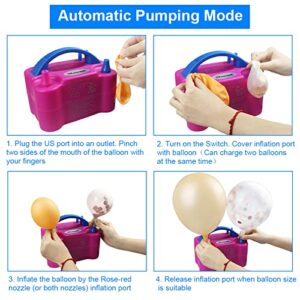 Balloon Pump, Electric Balloon Pump,Portable Dual Nozzles Electric Balloon Air Pump 110V 600W , Electric Balloon Inflator with Tying Tool, Flower Clips, Tape Strips, Dot Glues for Party Decoration