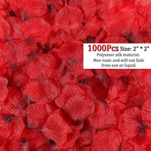 Golray 40 Pack I Love You Balloons and Heart Balloons Kit with 1000 Pcs Dark-Red Silk Rose Petals Wedding Flower Decoration Love-Bear Red Heart Balloons for Valentine Day Party Decorations