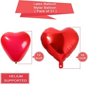 Golray 40 Pack I Love You Balloons and Heart Balloons Kit with 1000 Pcs Dark-Red Silk Rose Petals Wedding Flower Decoration Love-Bear Red Heart Balloons for Valentine Day Party Decorations